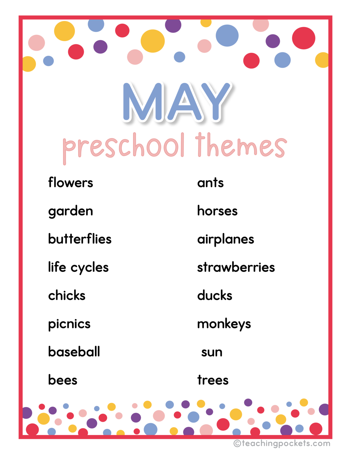 Engaging Preschool Monthly Theme Ideas – Teaching Pockets