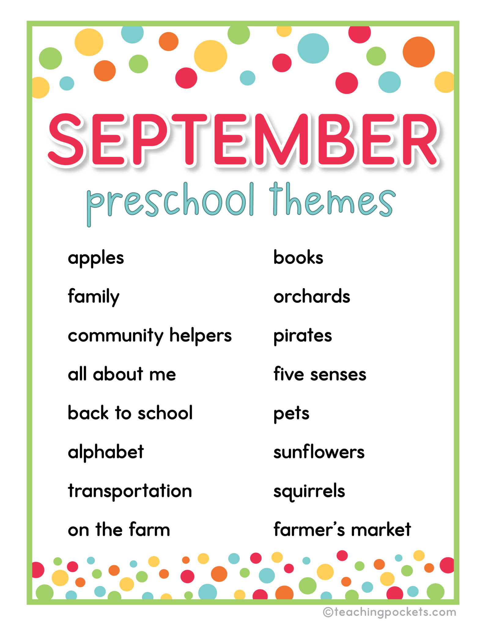 Engaging Preschool Monthly Theme Ideas – Teaching Pockets