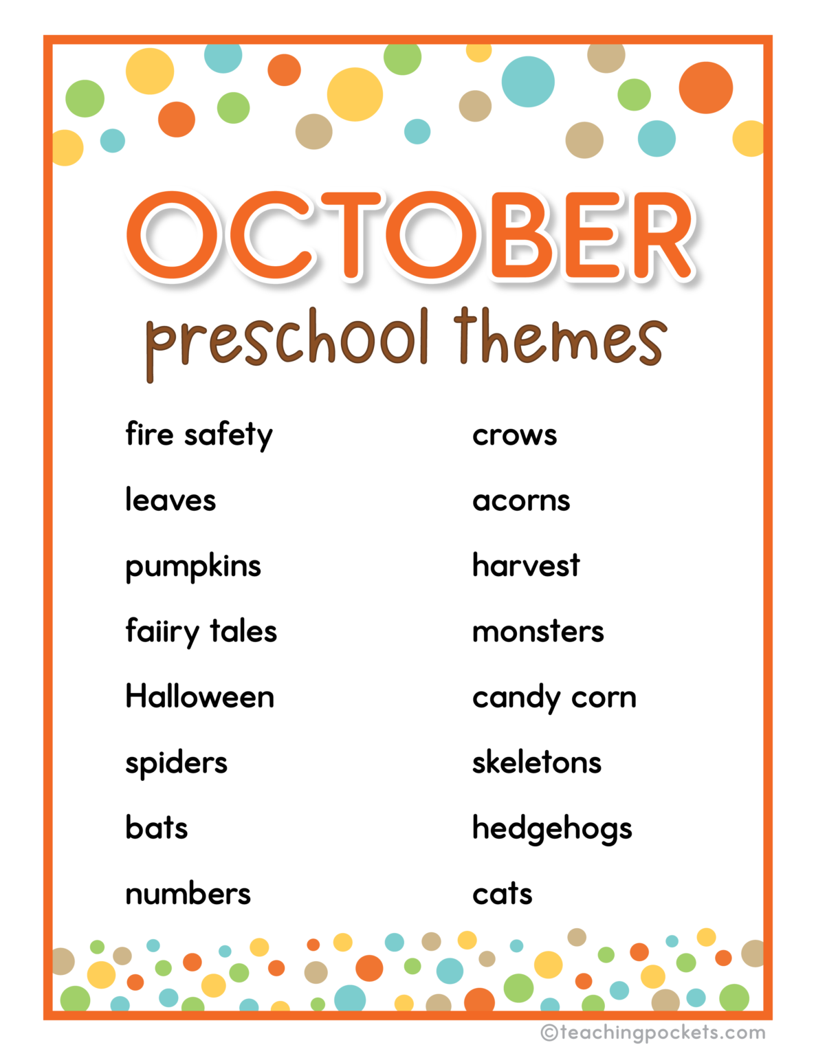 Engaging Preschool Monthly Theme Ideas – Teaching Pockets