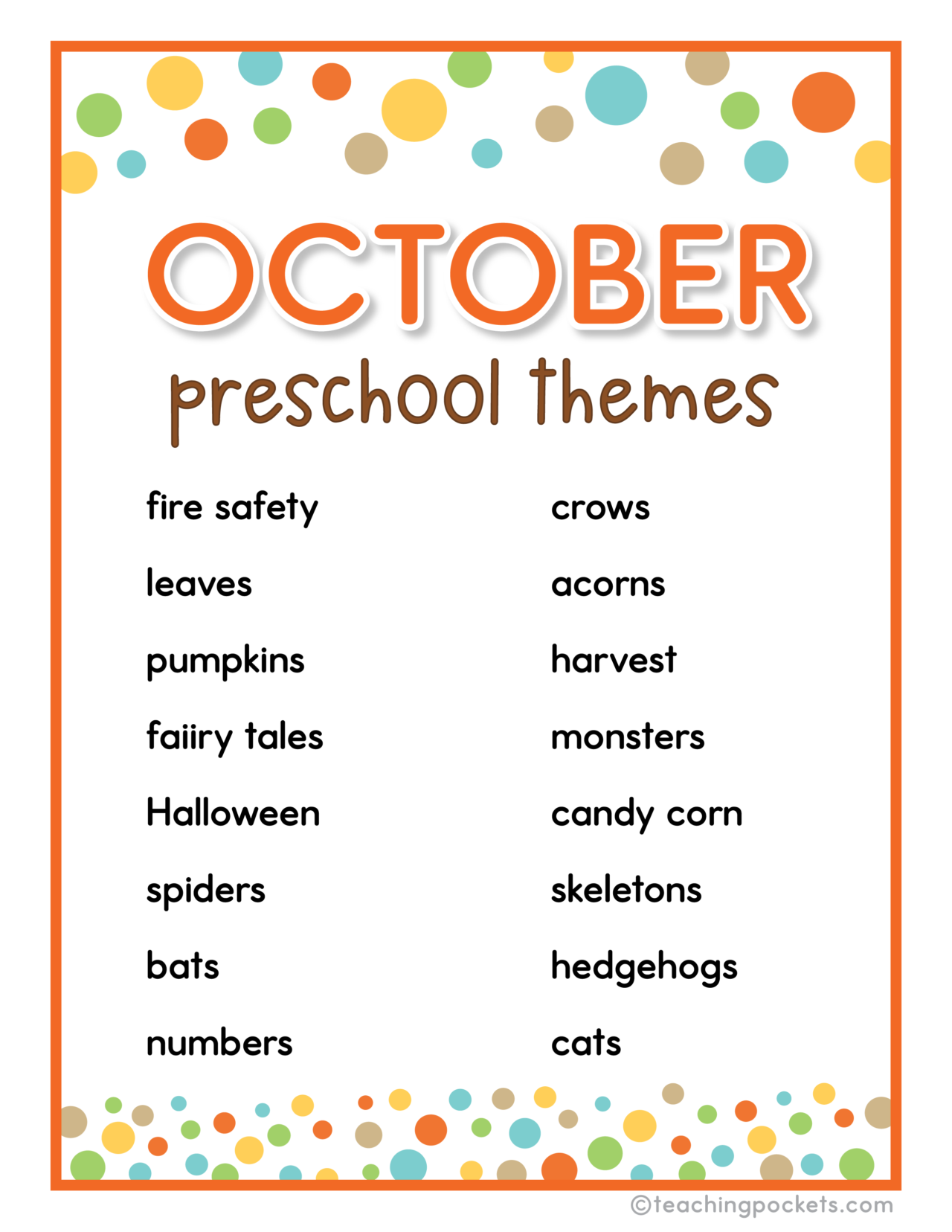 Engaging Preschool Monthly Theme Ideas – Teaching Pockets