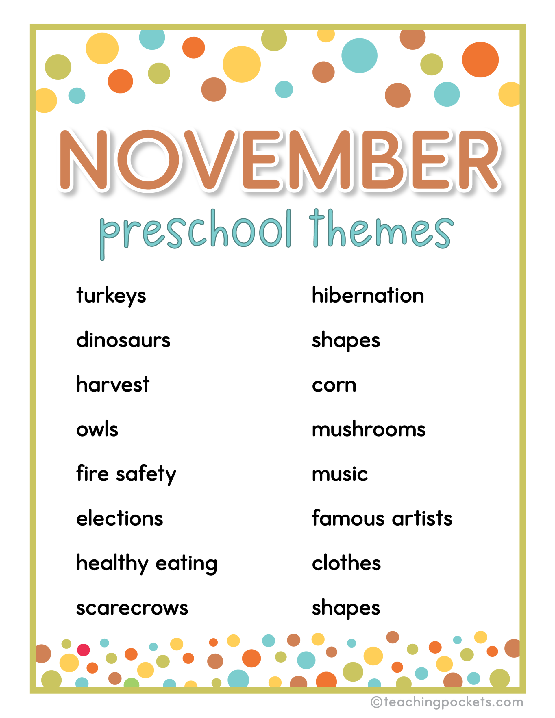 Engaging Preschool Monthly Theme Ideas – Teaching Pockets