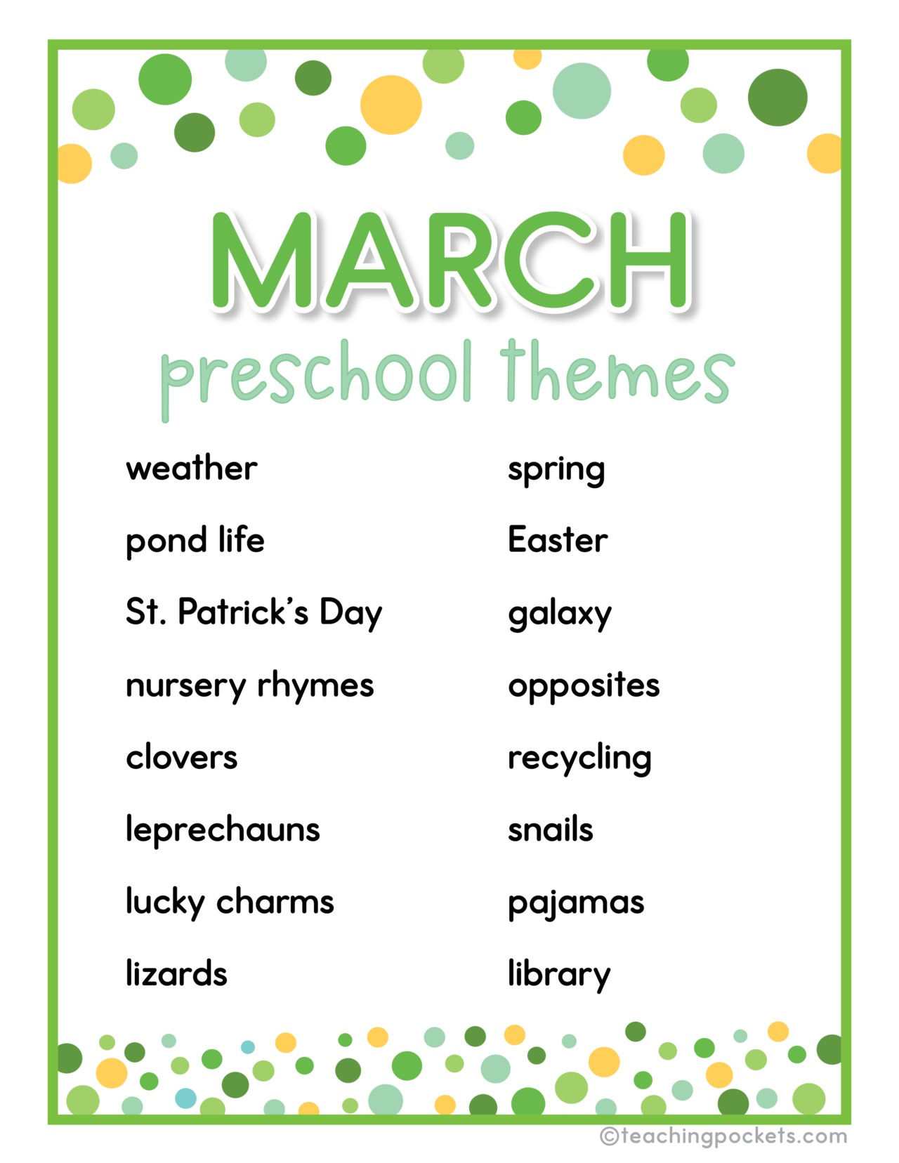 Engaging Preschool Monthly Theme Ideas – Teaching Pockets