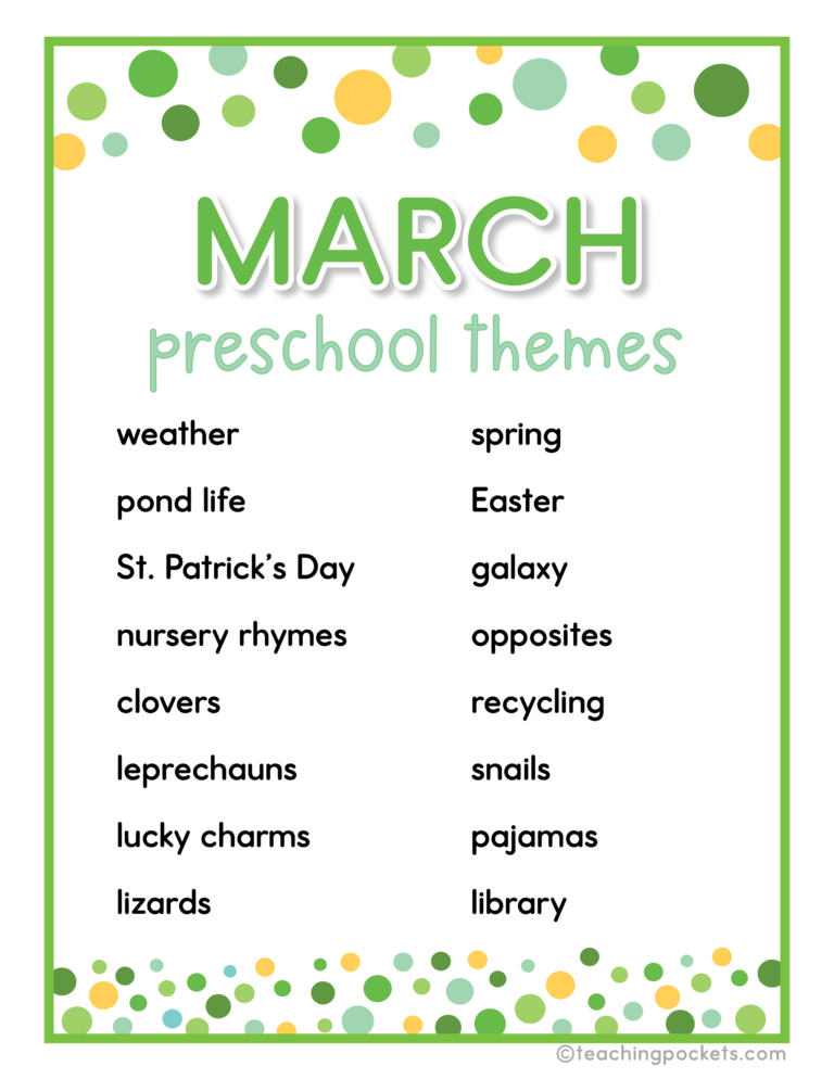Engaging Preschool Monthly Theme Ideas – Teaching Pockets