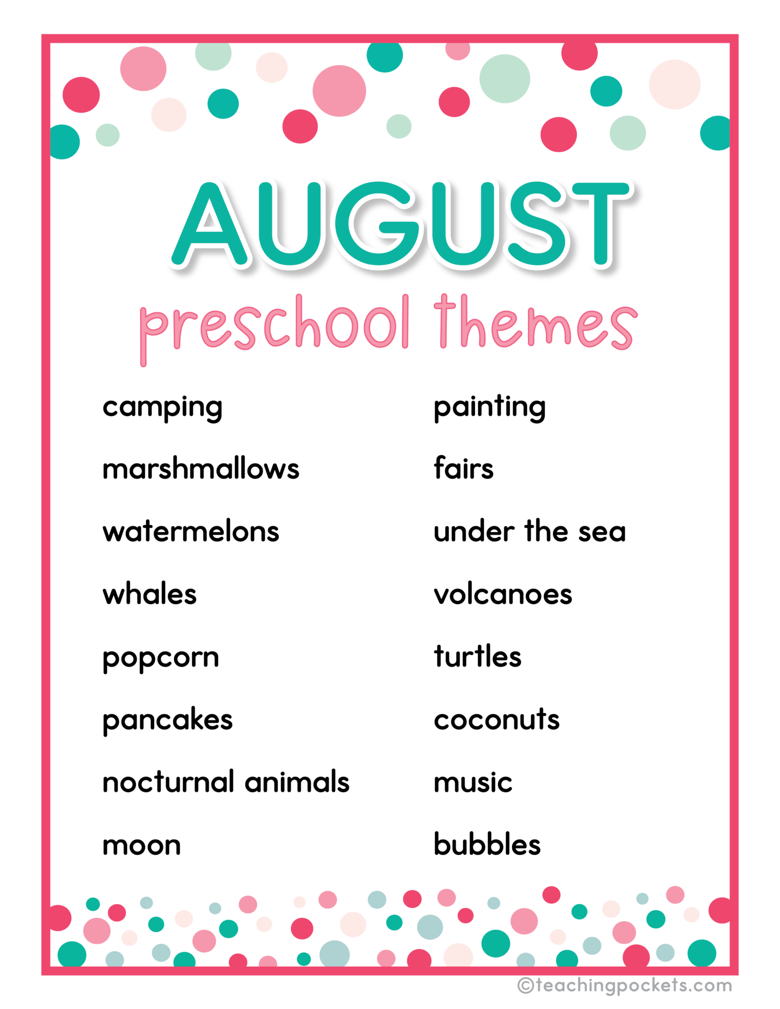 Engaging Preschool Monthly Theme Ideas Teaching Pockets
