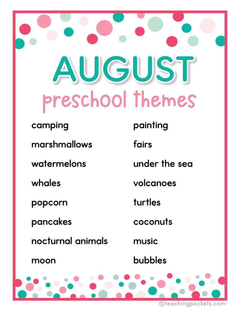 Engaging Preschool Monthly Theme Ideas – Teaching Pockets