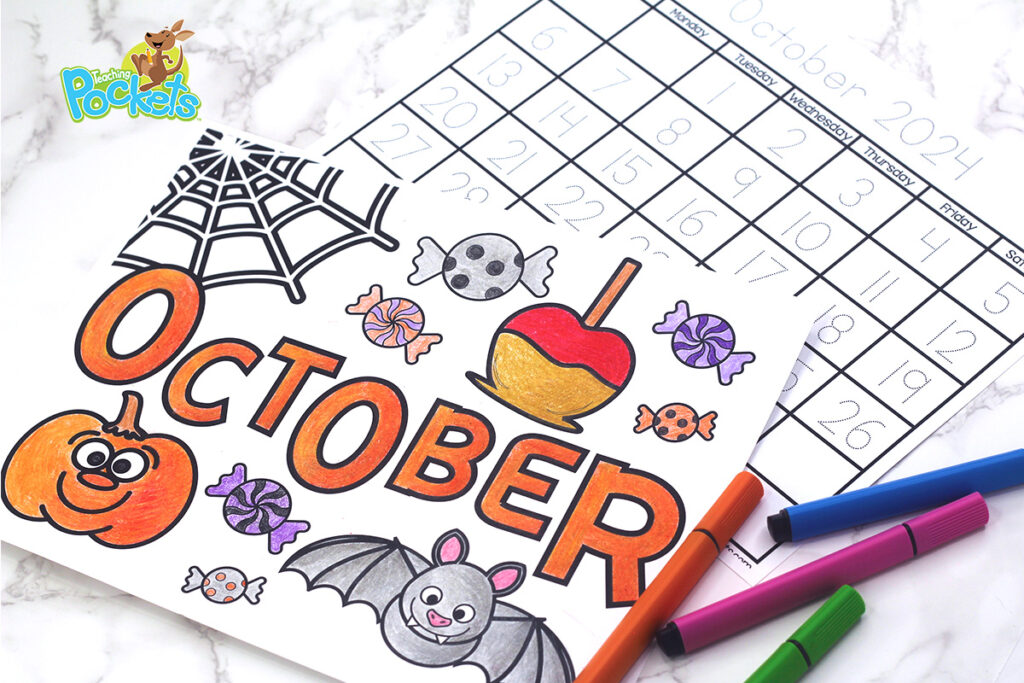 2025 Monthly Coloring Calendar for Kids – Teaching Pockets
