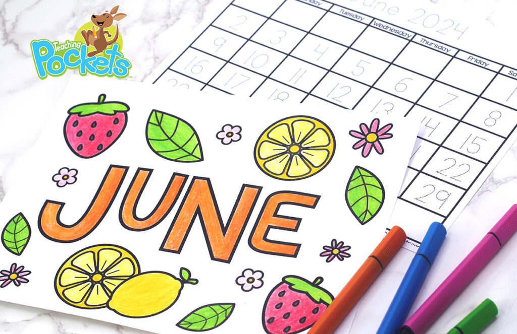 2025 Monthly Coloring Calendar for Kids – Teaching Pockets
