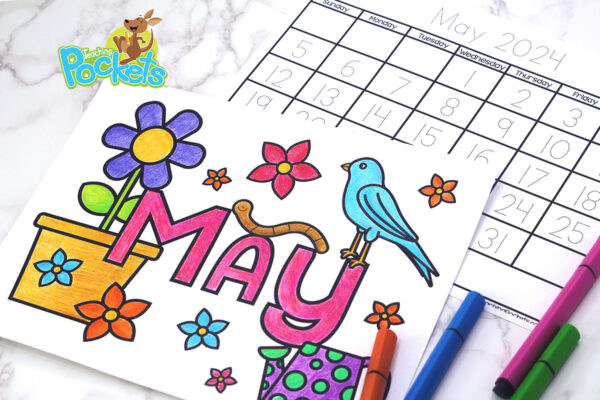 2025 Monthly Coloring Calendar for Kids – Teaching Pockets