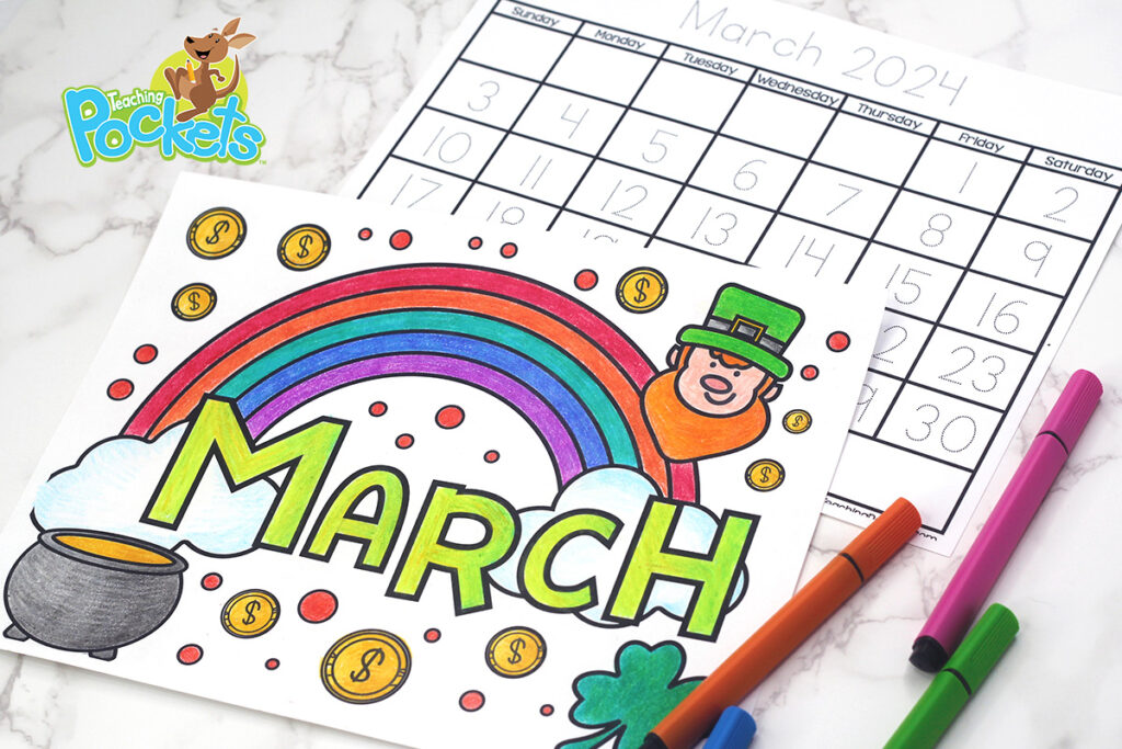 2025 Monthly Coloring Calendar for Kids – Teaching Pockets