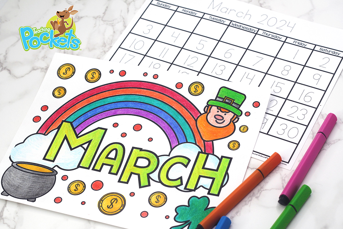 2025 Monthly Coloring Calendar for Kids – Teaching Pockets