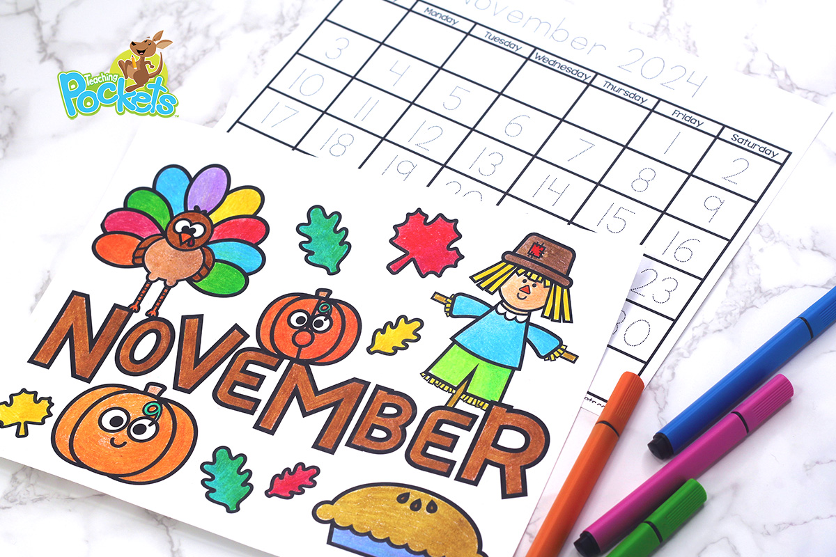 2025 Monthly Coloring Calendar for Kids – Teaching Pockets