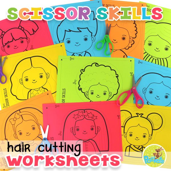 Free Hair Cutting Scissor Skills Practice Worksheets - Teaching Pockets