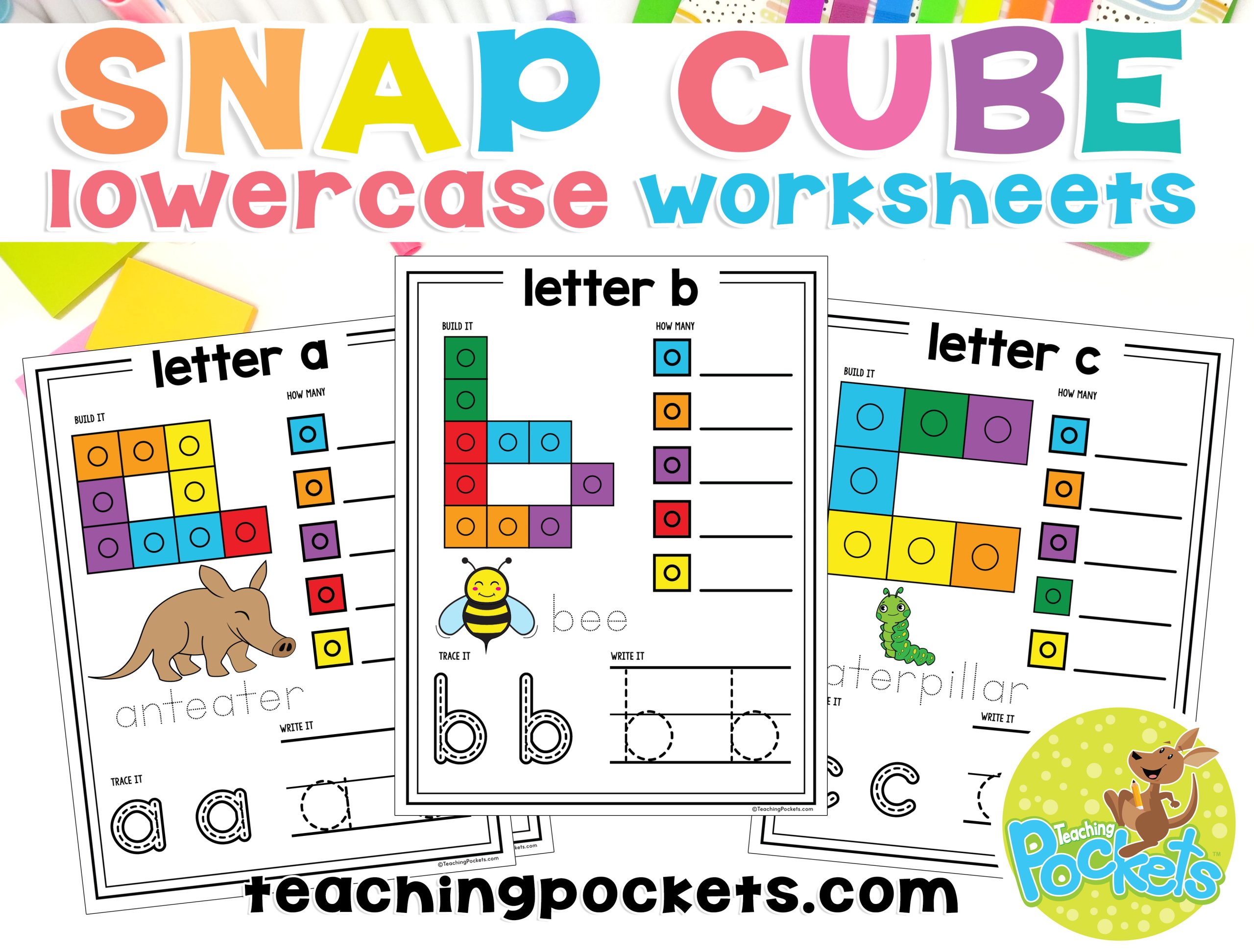 Free Printable Snap Cube Lowercase Alphabet Worksheets – Teaching Pockets