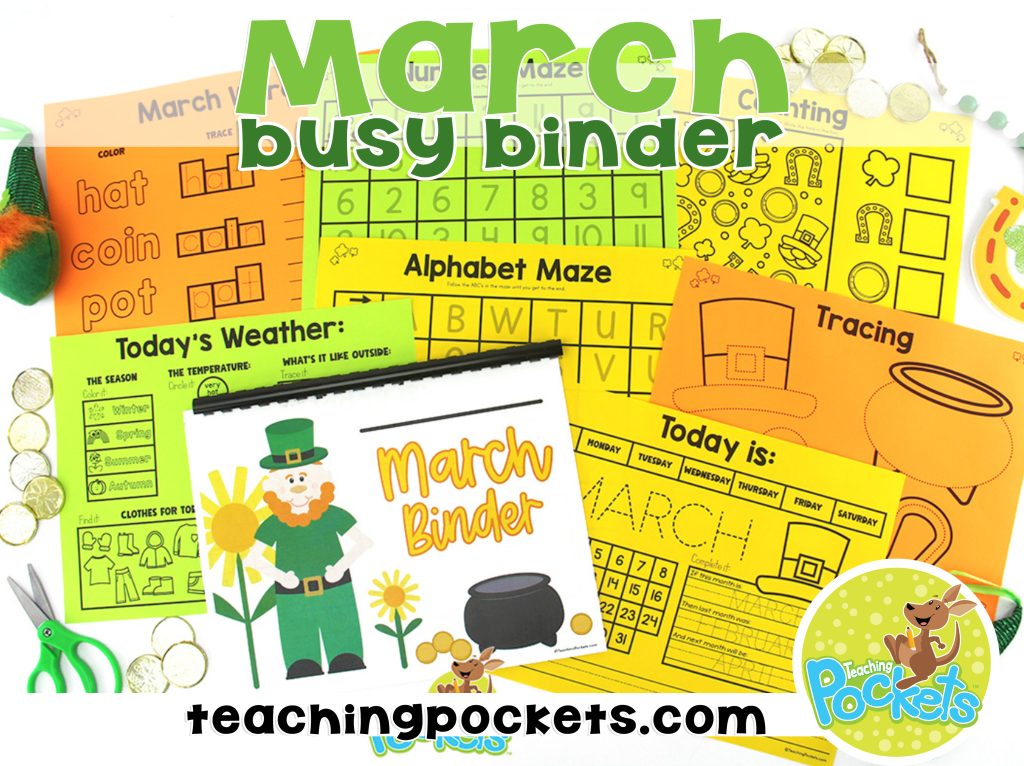Free March Printable Preschool Busy Activity Book - Teaching Pockets