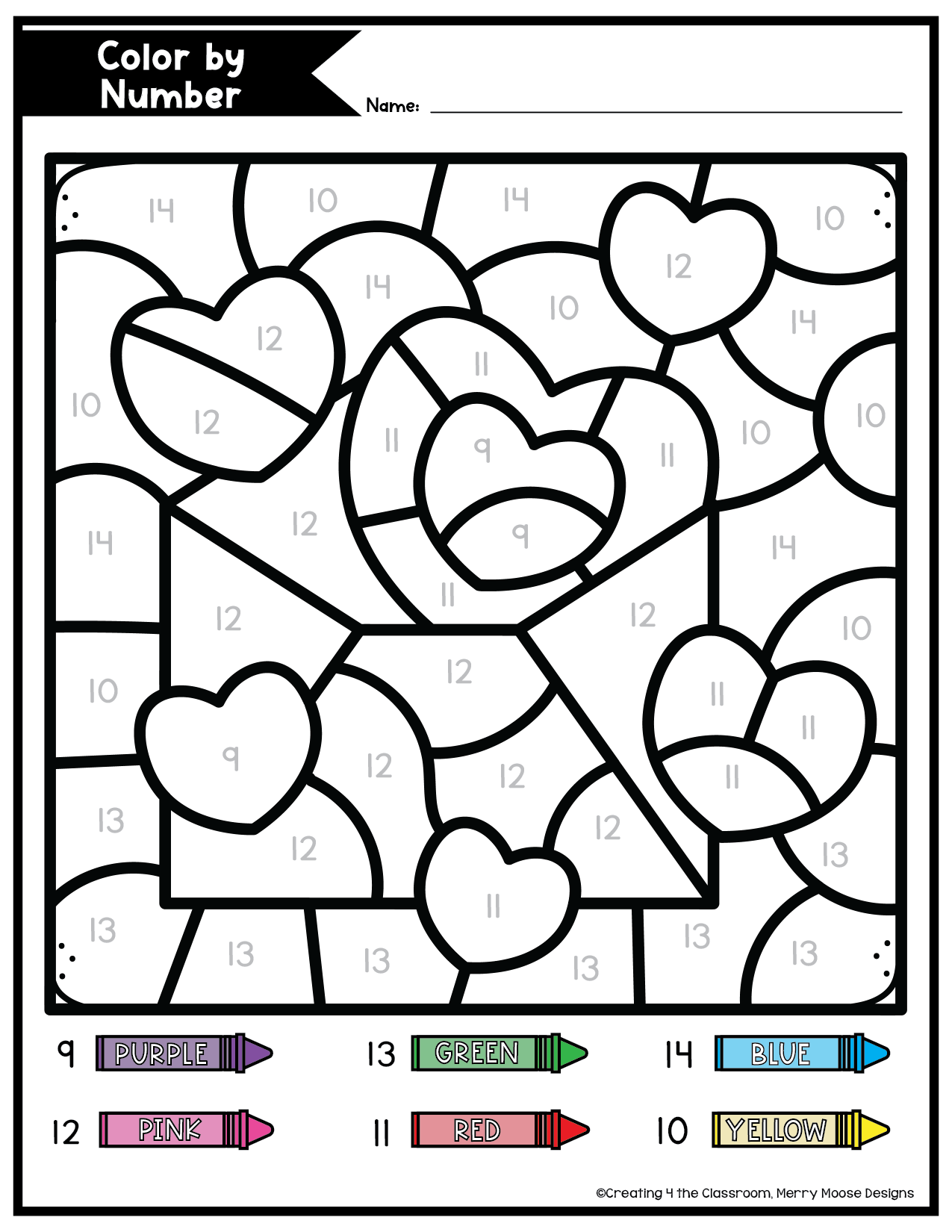Valentine's Day Color by Number Worksheets for Kids – Teaching Pockets