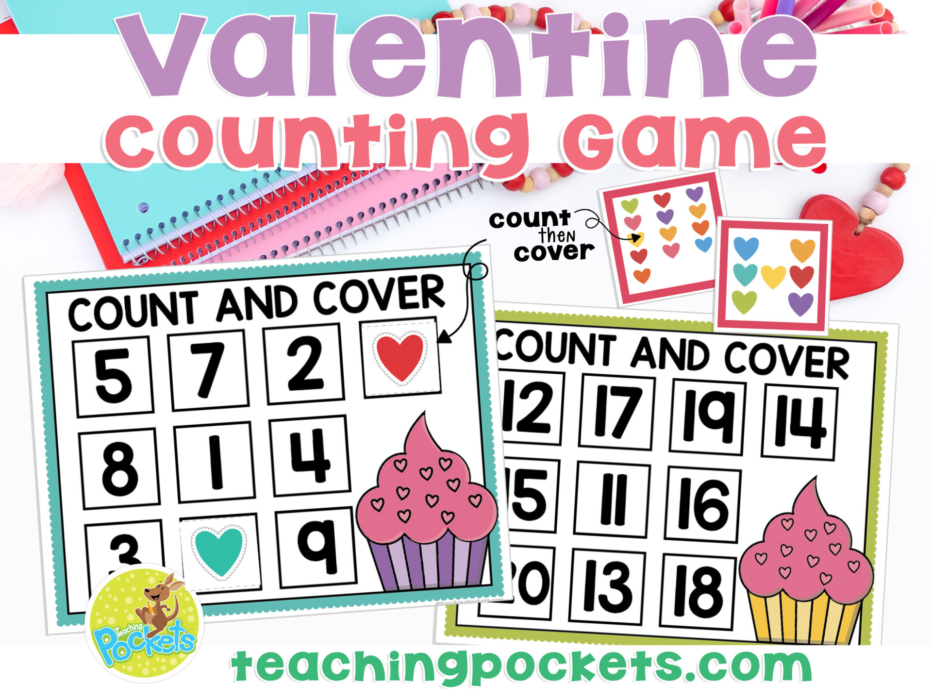 Free Valentine's Day Math Counting Game for Preschoolers – Teaching Pockets