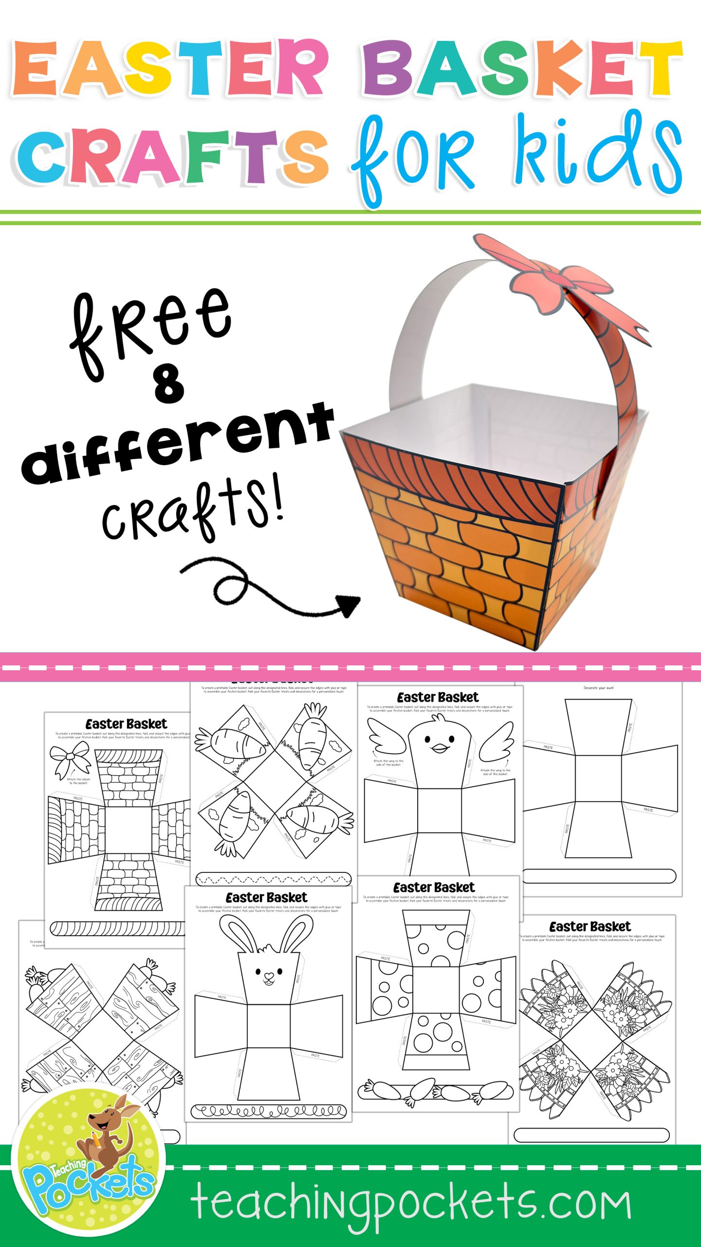 8 Free Printable DIY Easter Basket Templates for Kids – Teaching Pockets