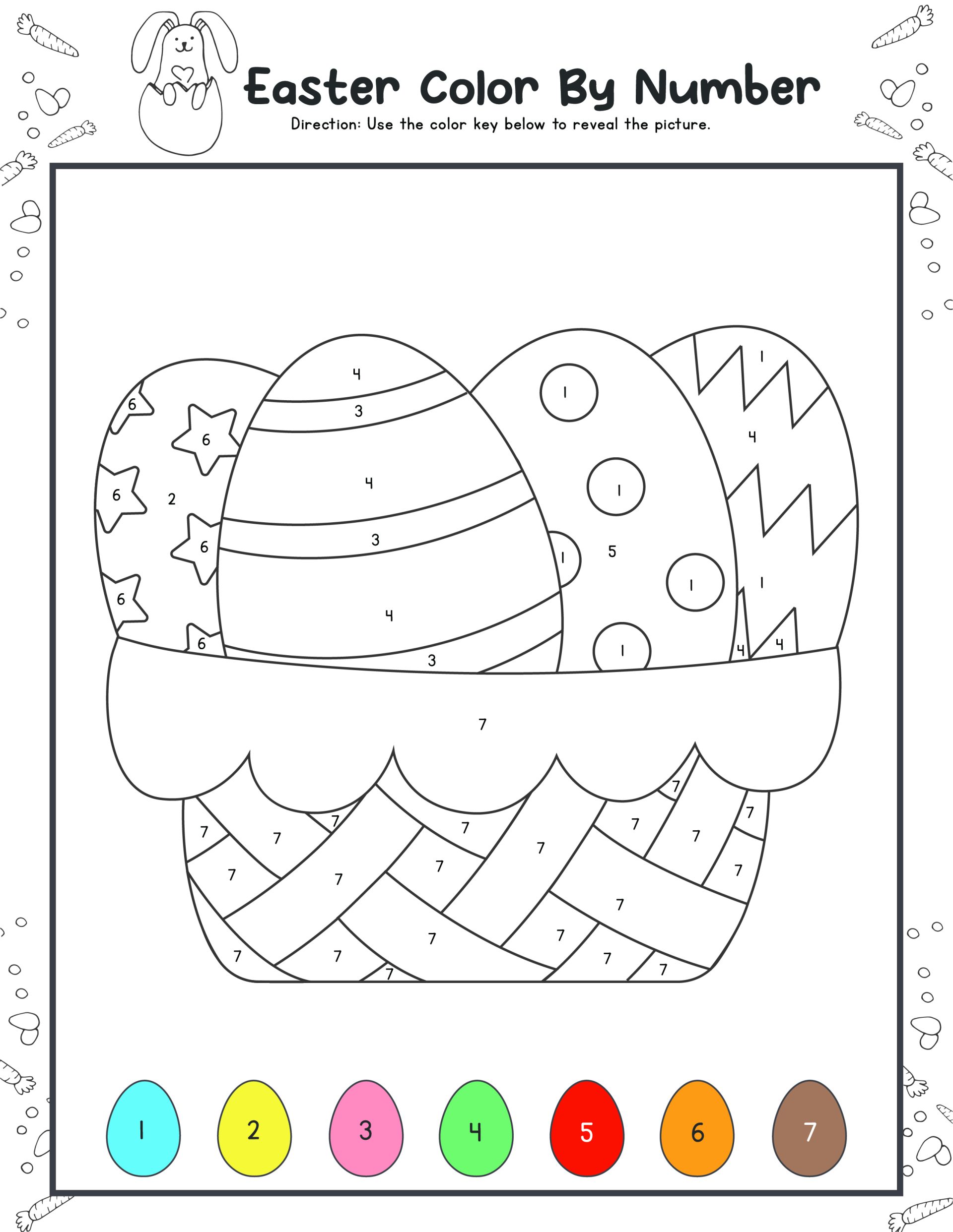Free Easter Color by Number Printables for Kids – Teaching Pockets