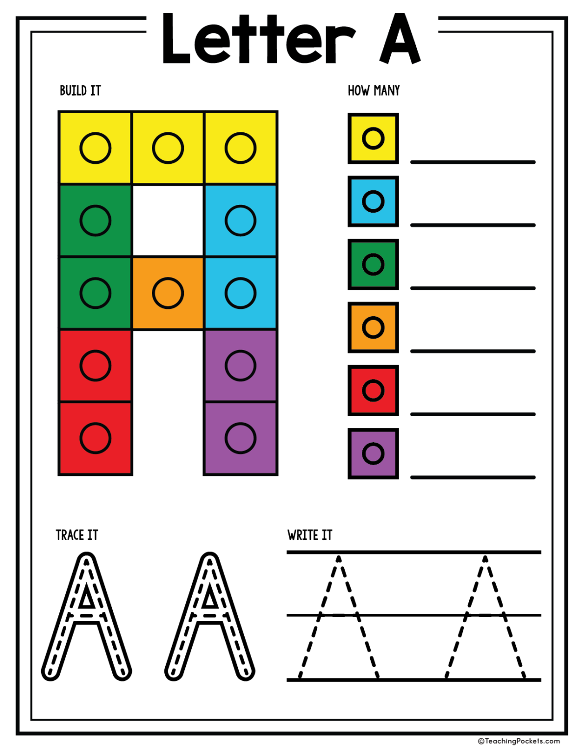 Free Alphabet Snap Cubes Letter Mats Printables – Teaching Pockets