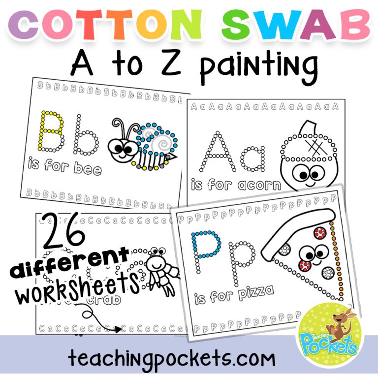 Cotton Swab Painting A to Z Worksheets for Kids – Teaching Pockets