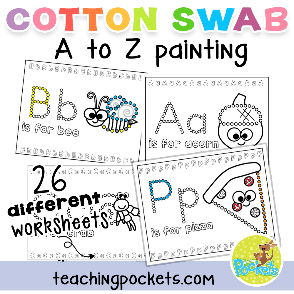 Cotton Swab Painting A to Z Worksheets for Kids – Teaching Pockets