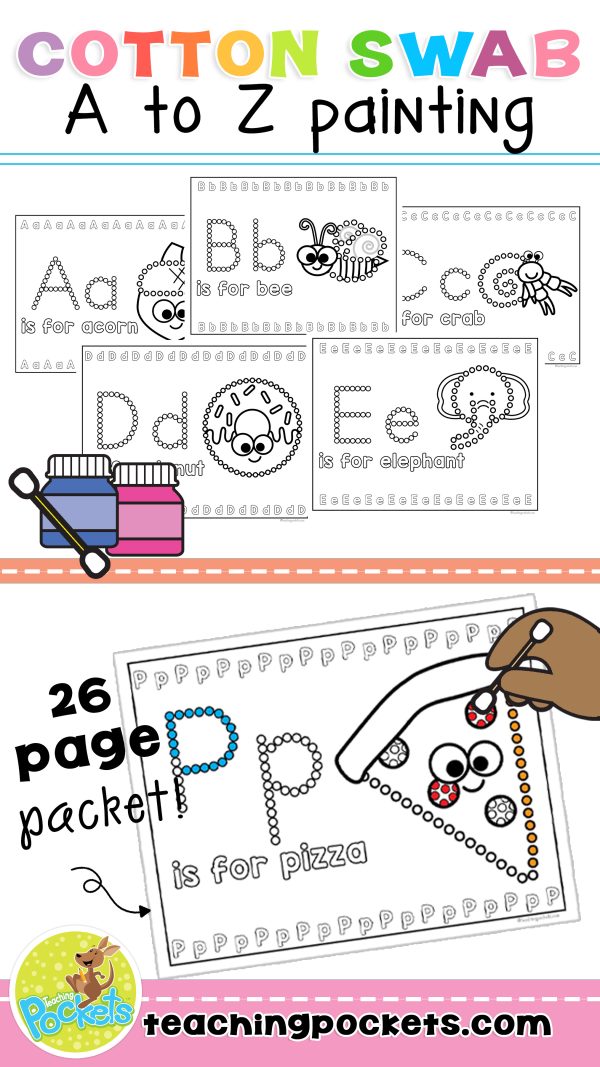 Cotton Swab Painting A to Z Worksheets for Kids – Teaching Pockets