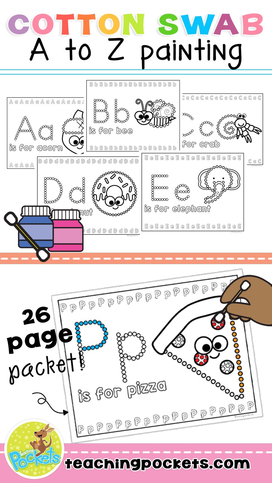 Cotton Swab Painting A to Z Worksheets for Kids – Teaching Pockets