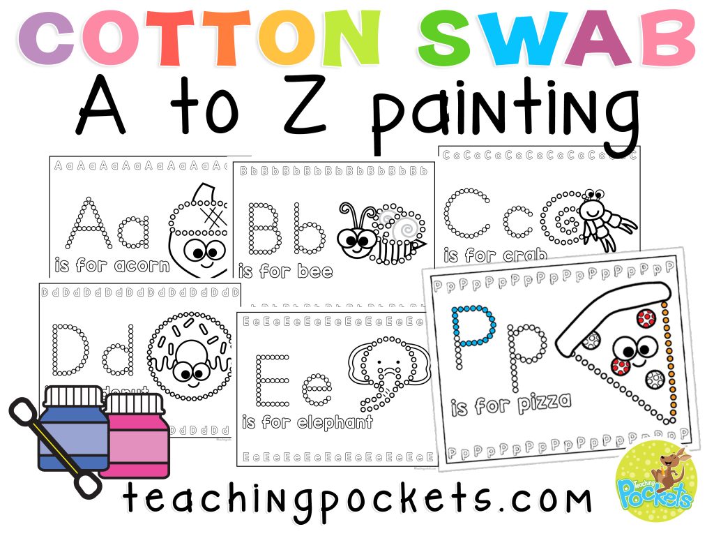 Cotton Swab Painting A to Z Worksheets for Kids – Teaching Pockets