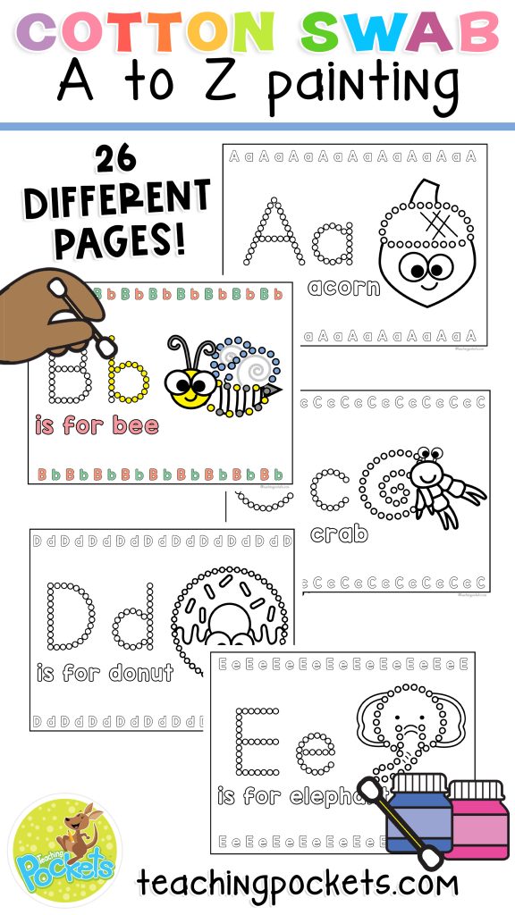 Cotton Swab Painting A to Z Worksheets for Kids – Teaching Pockets