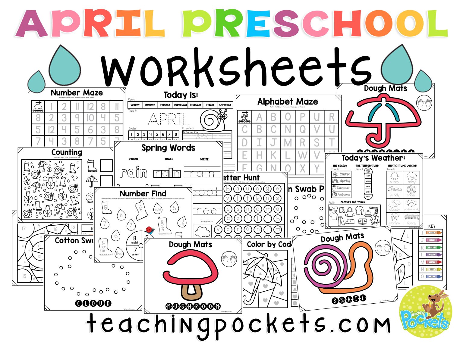 April No Prep Preschool Printables Pack for Free – Teaching Pockets