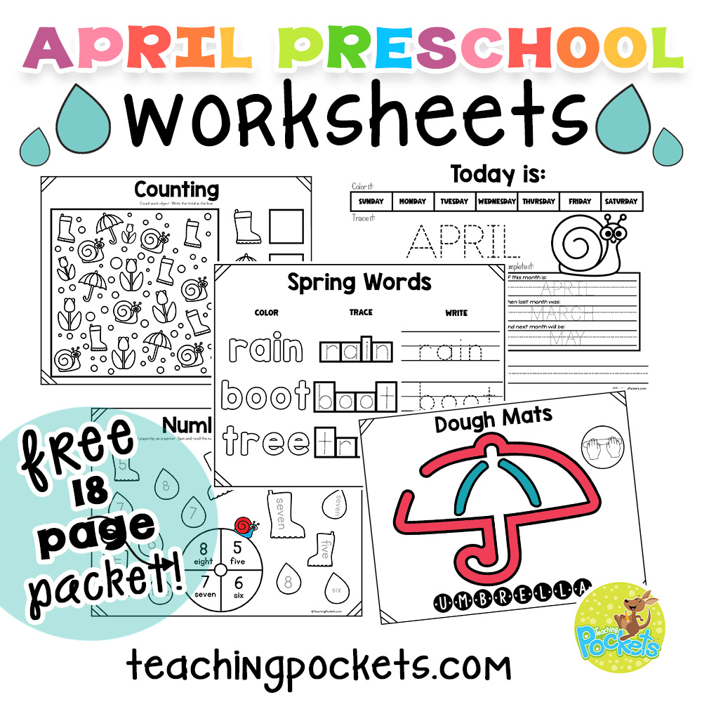 April No Prep Preschool Printables Pack for Free – Teaching Pockets