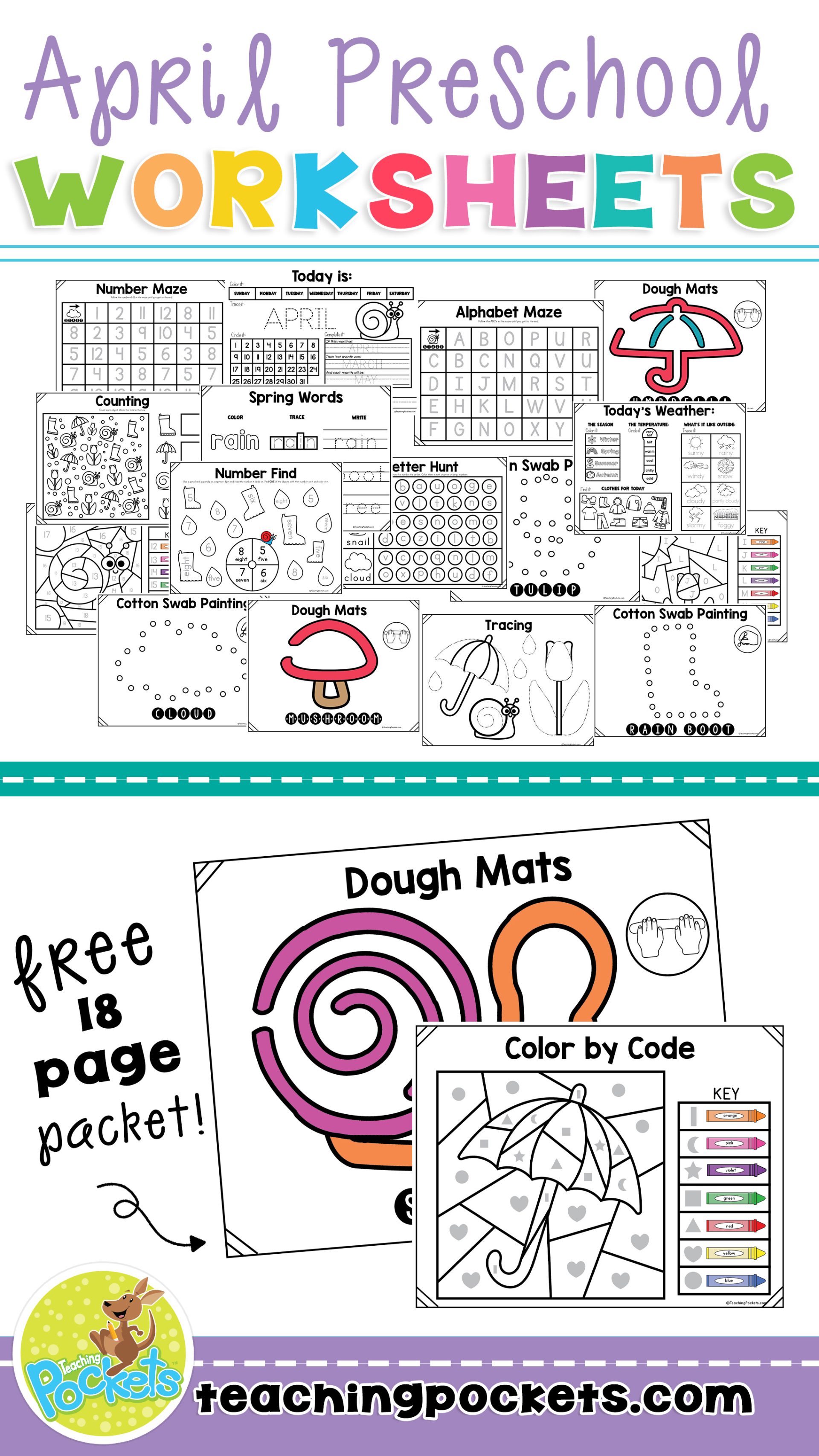 April No Prep Preschool Printables Pack for Free – Teaching Pockets