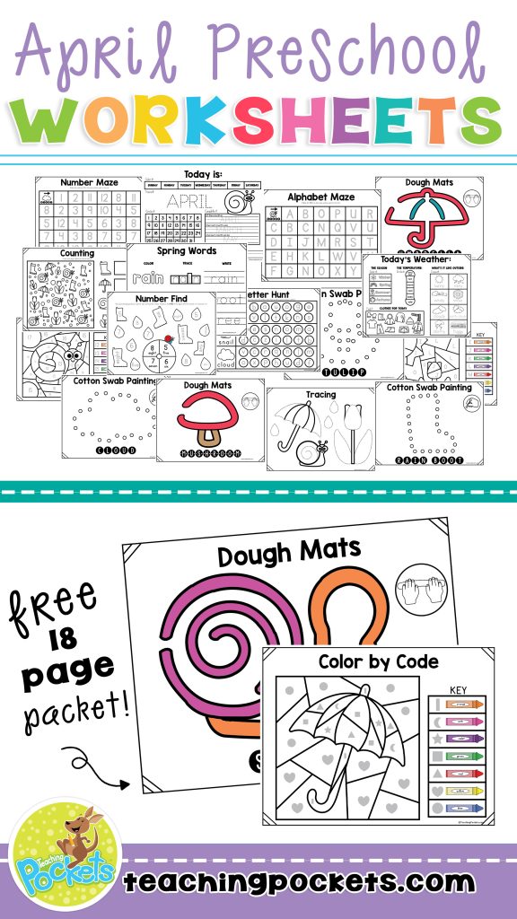 April No Prep Preschool Printables Pack for Free – Teaching Pockets