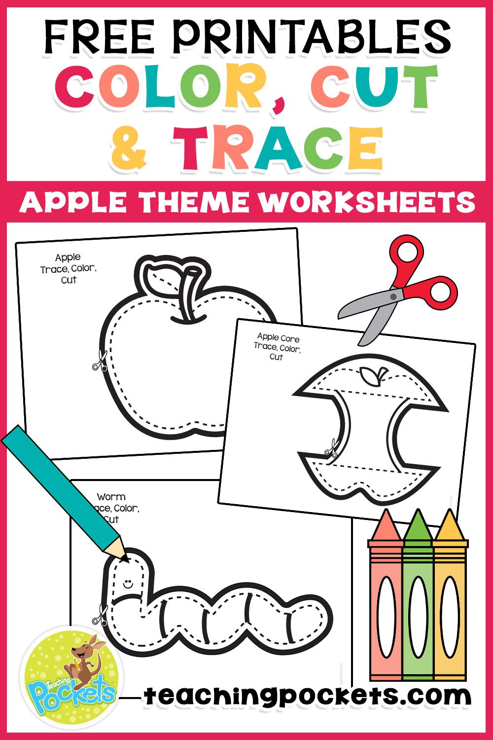 Free Printable Apple Fine Motor Skills Worksheets – Teaching Pockets