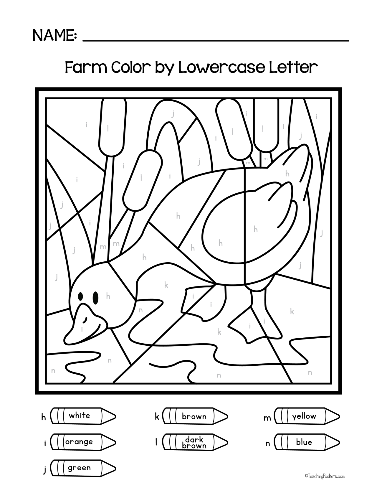 Free Farm Animals Color by Letter Printable – Teaching Pockets