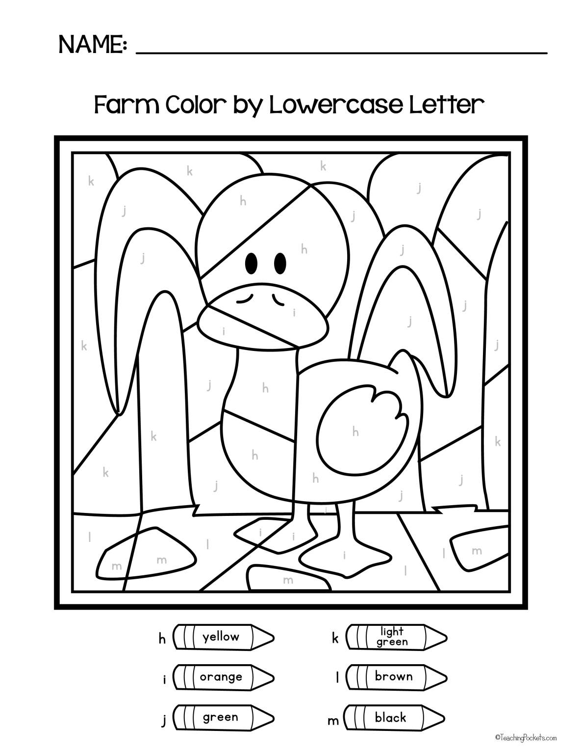 Free Farm Animals Color by Letter Printable – Teaching Pockets