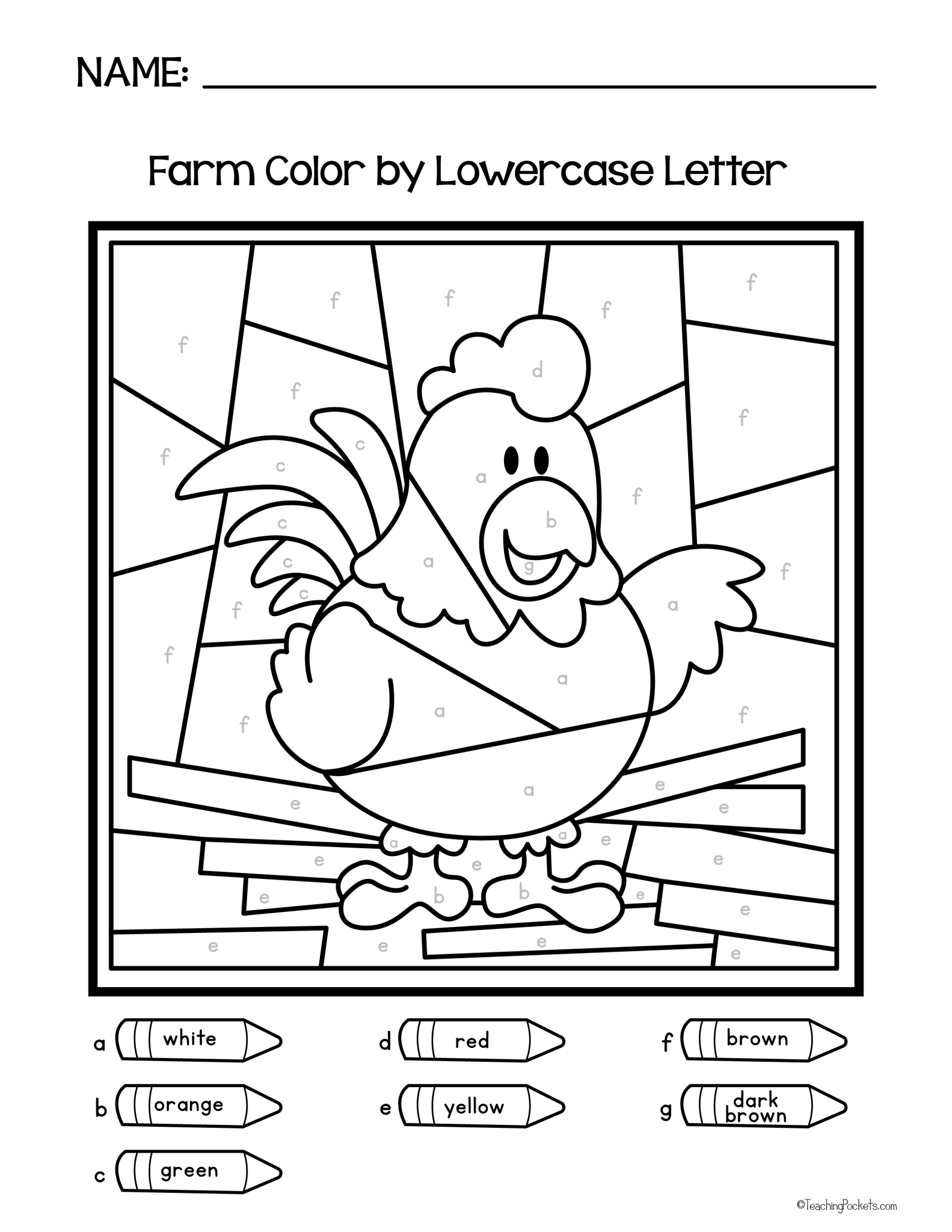 Free Farm Animals Color by Letter Printable – Teaching Pockets