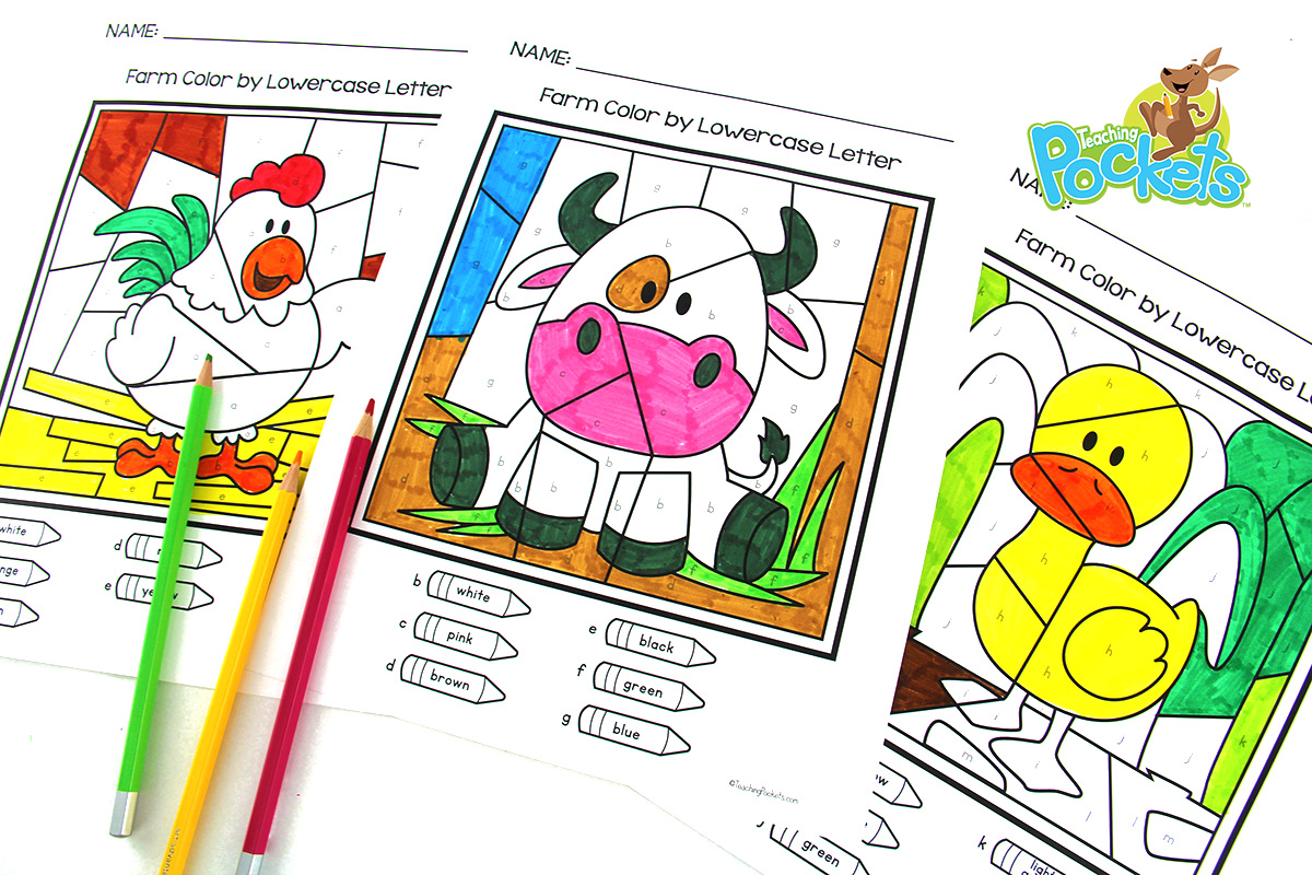 Free Farm Animals Color by Letter Printable – Teaching Pockets