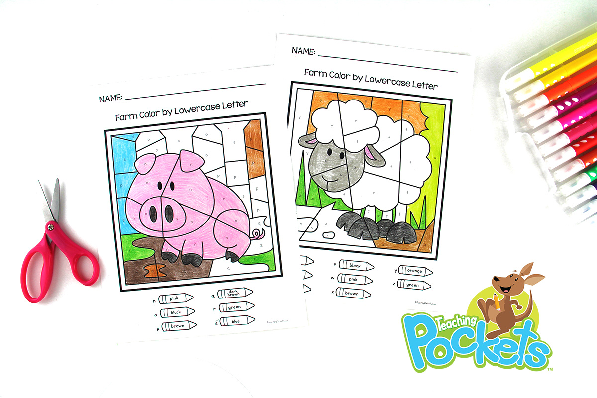 Free Farm Animals Color by Letter Printable – Teaching Pockets