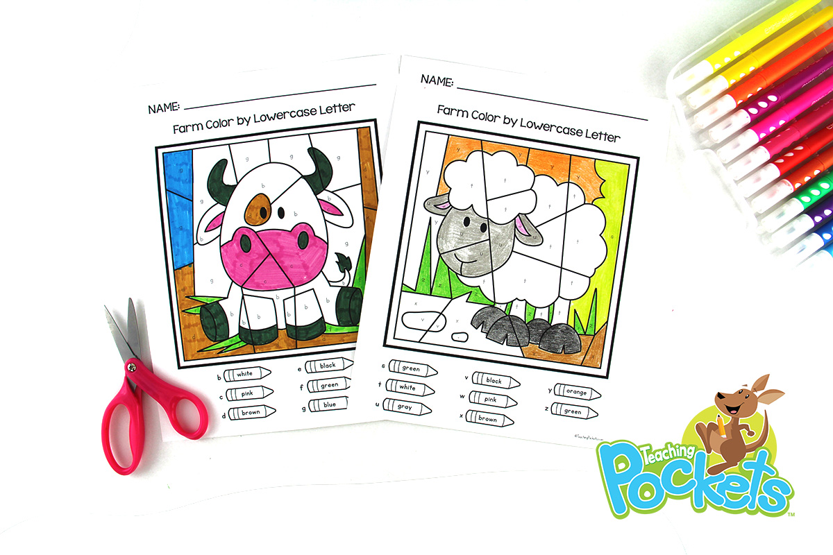 Free Farm Animals Color by Letter Printable – Teaching Pockets