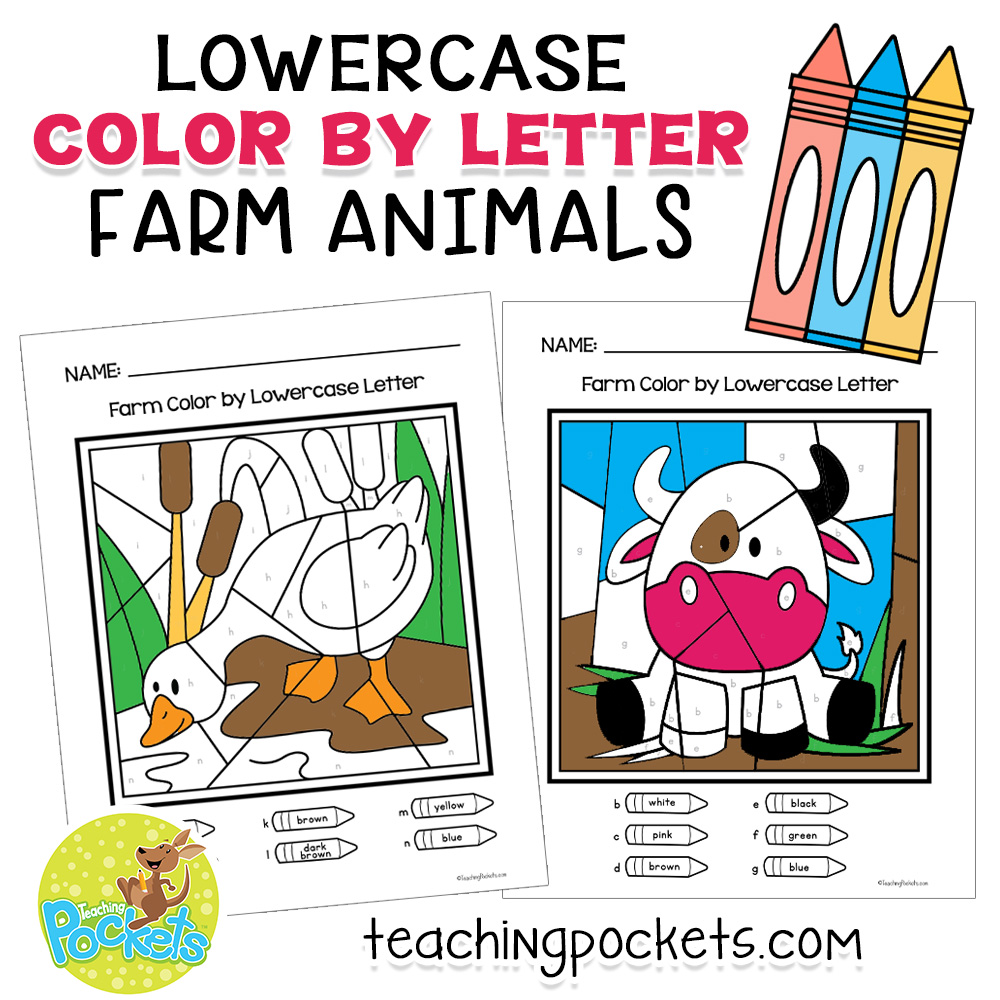 Free Farm Animals Color by Letter Printable – Teaching Pockets