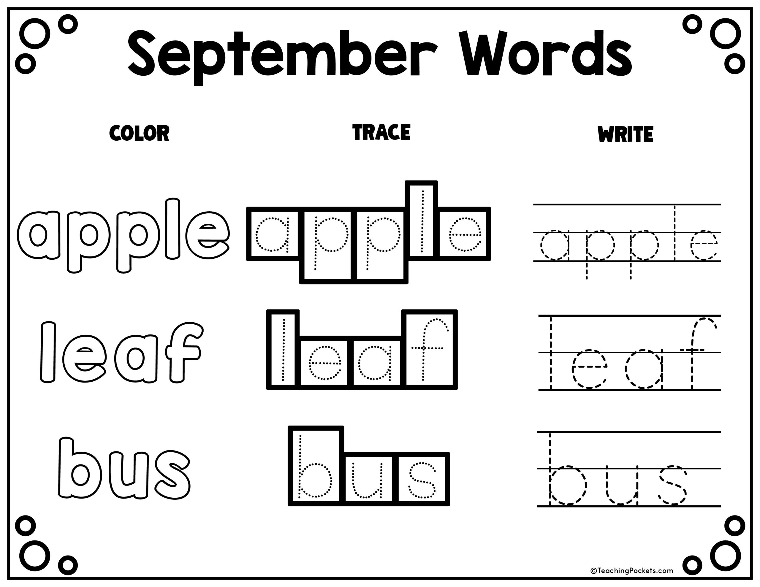 September Preschool Activities Binder Free Printables – Teaching Pockets