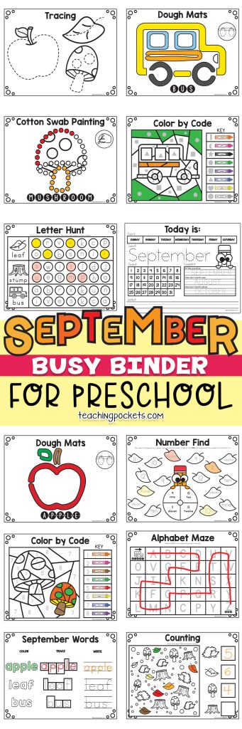 September Preschool Activities Binder Free Printables – Teaching Pockets