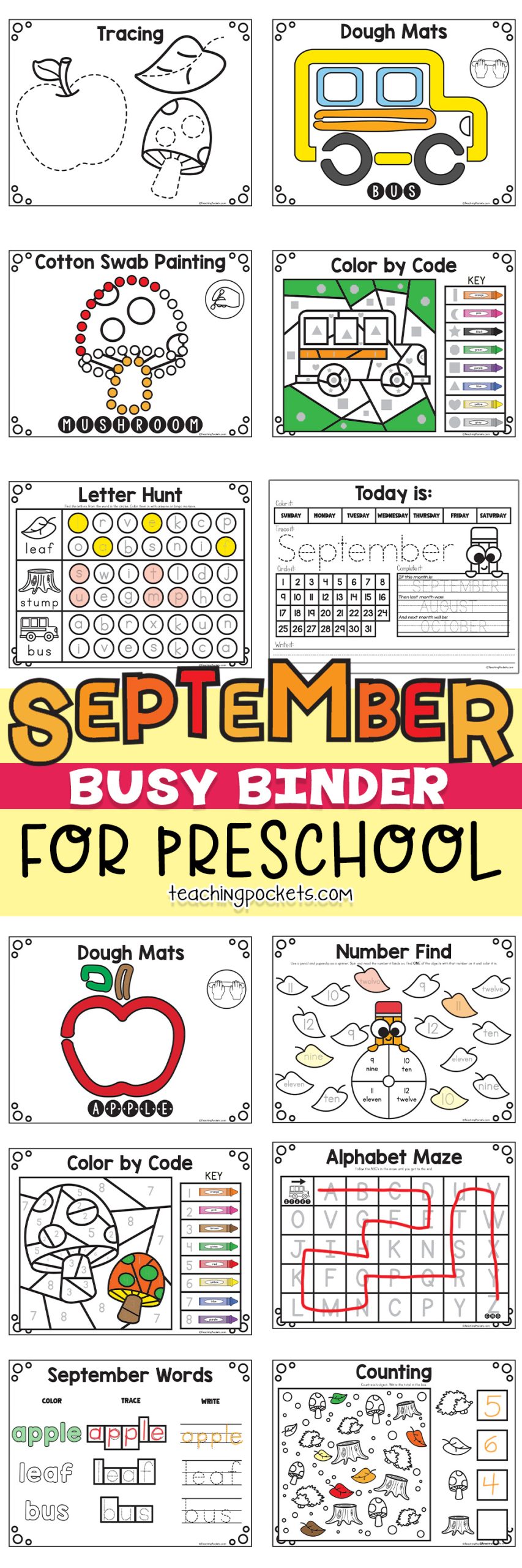 September Preschool Activities Binder Free Printables – Teaching Pockets