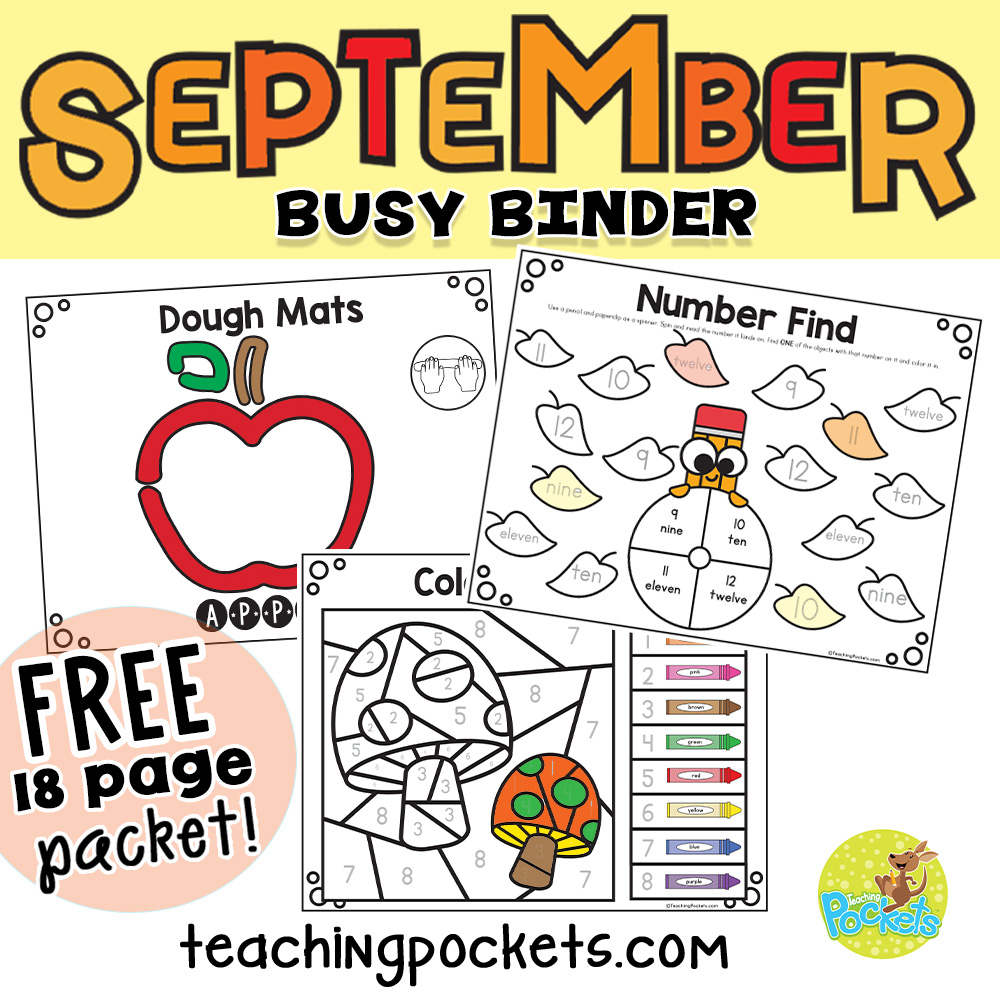 September Preschool Activities Binder Free Printables – Teaching Pockets