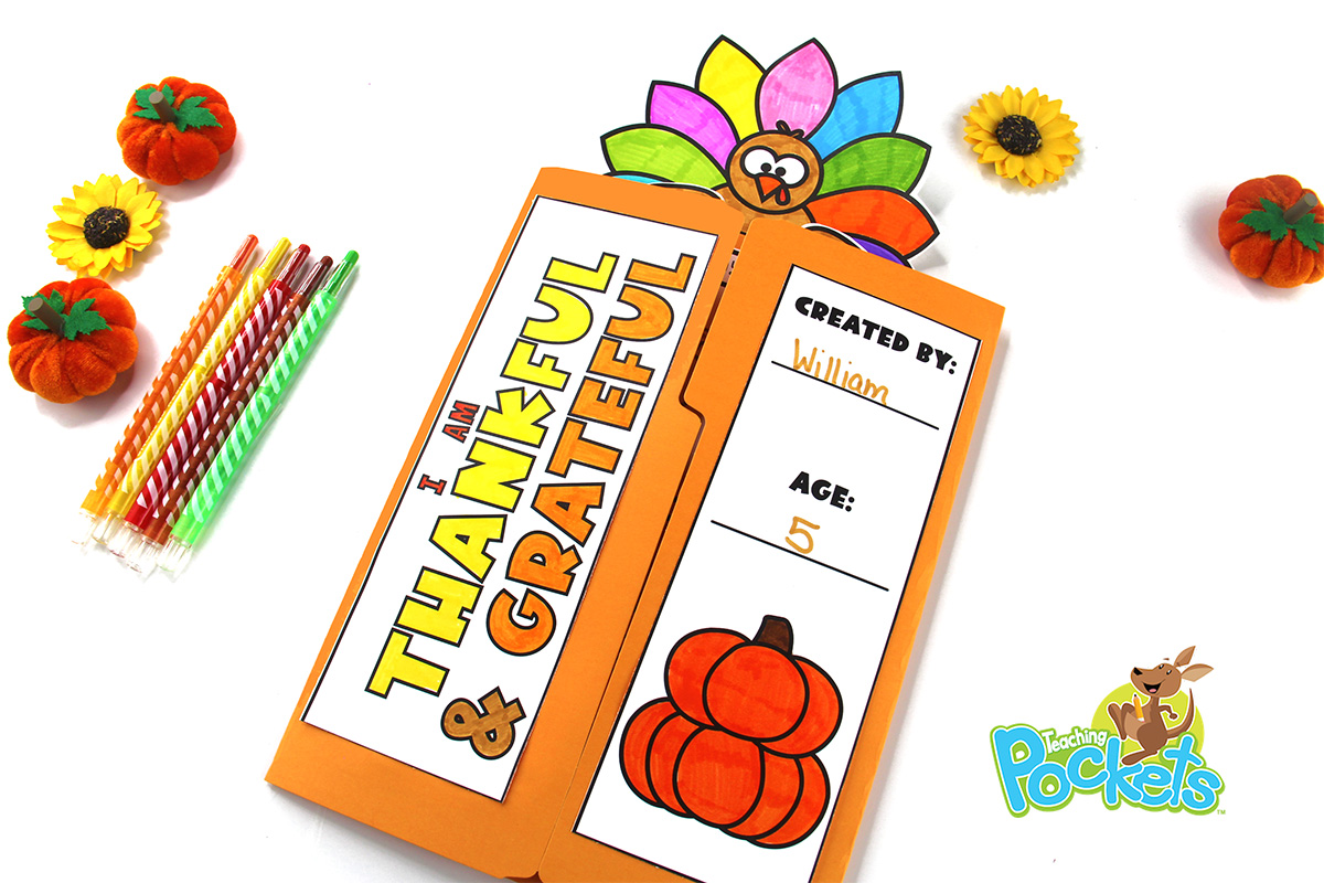 I Am Thankful Thanksgiving Lapbook for Kids 🦃 – Teaching Pockets