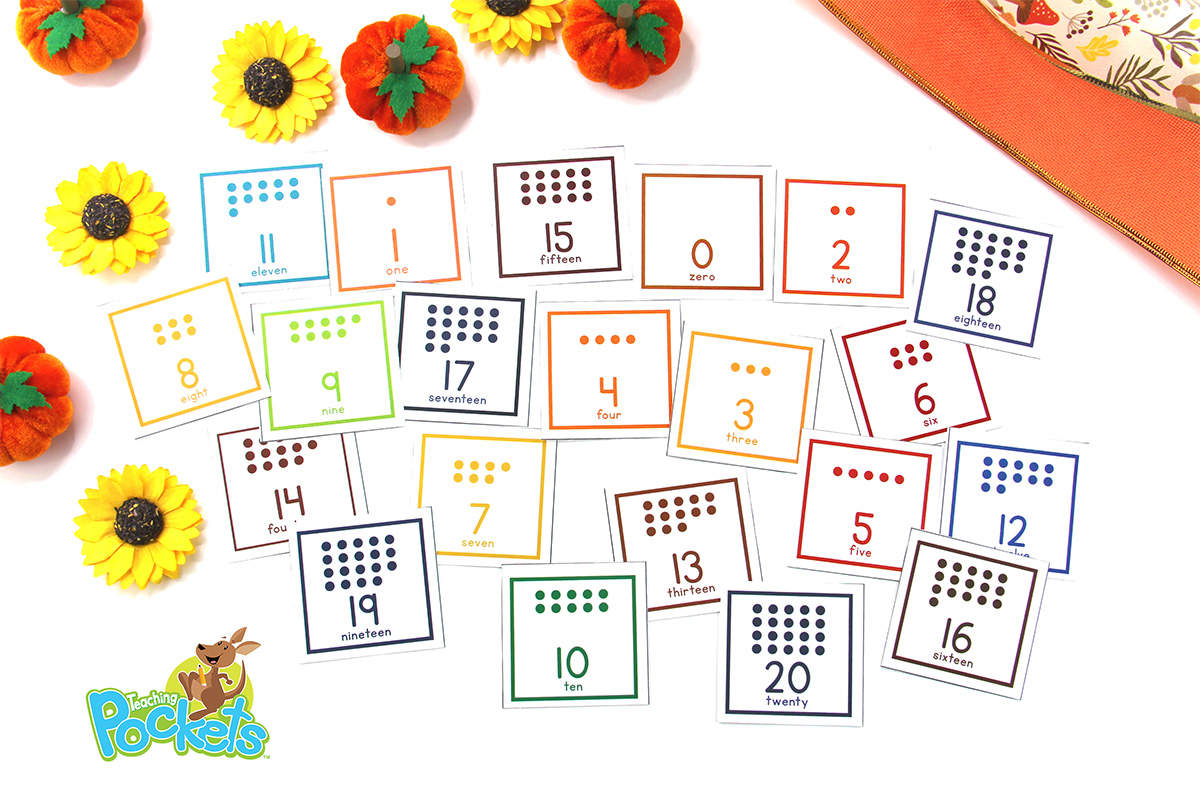 Free Printables Fall Themed Number Flashcards 1-20 – Teaching Pockets