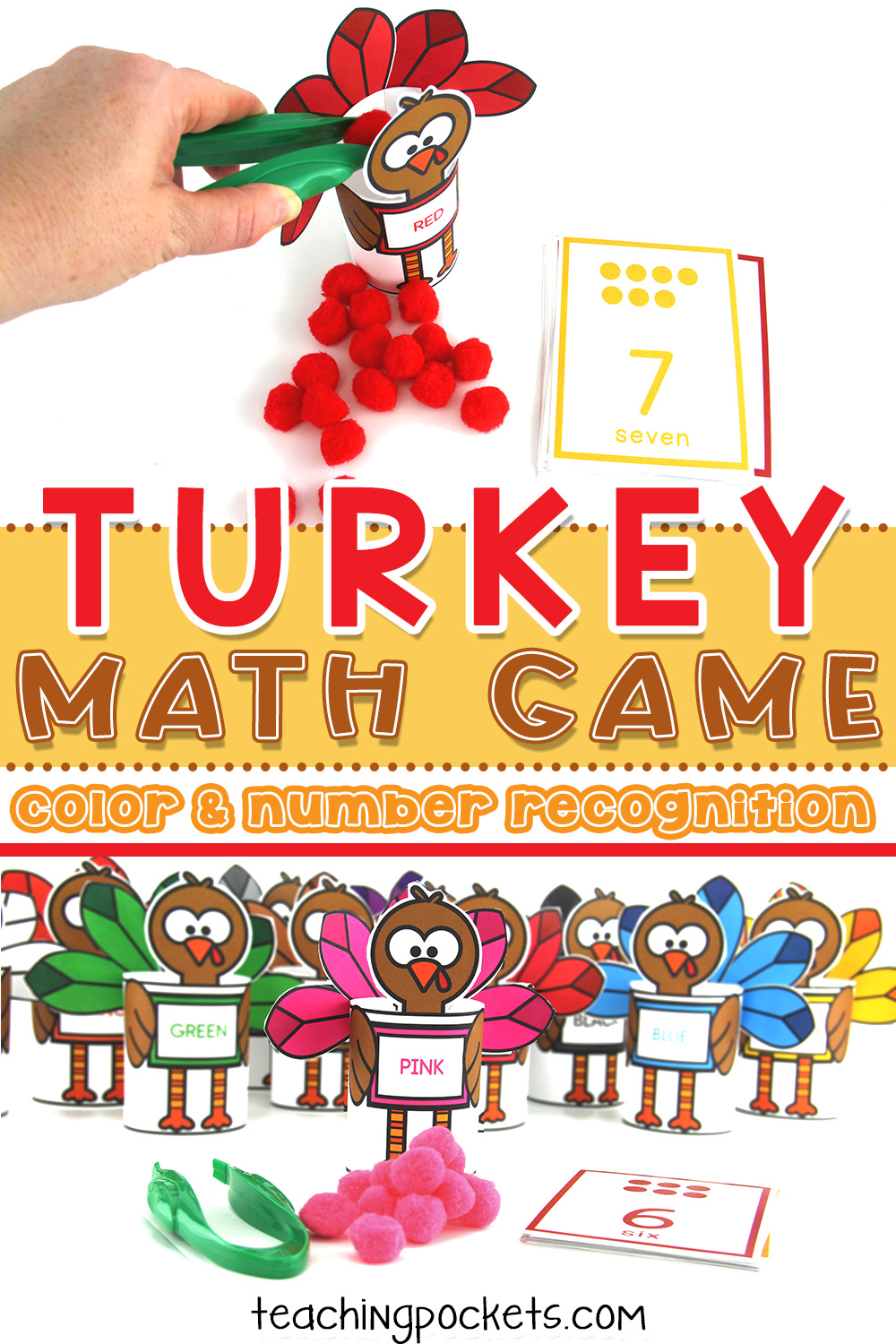 Turkey Pom Pom Math Game for Preschoolers – Teaching Pockets