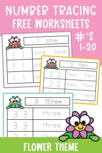 Flower Number Tracing Worksheets – Teaching Pockets