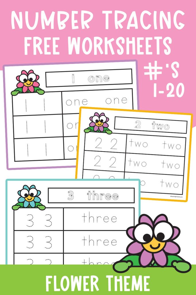 Flower Number Tracing Worksheets – Teaching Pockets